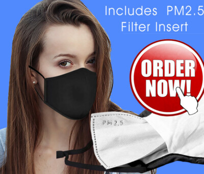 Adjustable Reusable Face Mask + PM 2.5 Filter Insert Washable ...