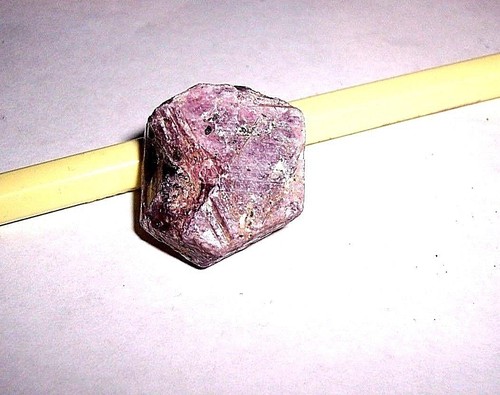 25.8 Gr. Natural Hexagonal Rough Ruby Crystal w Triangle Record Keepers ...