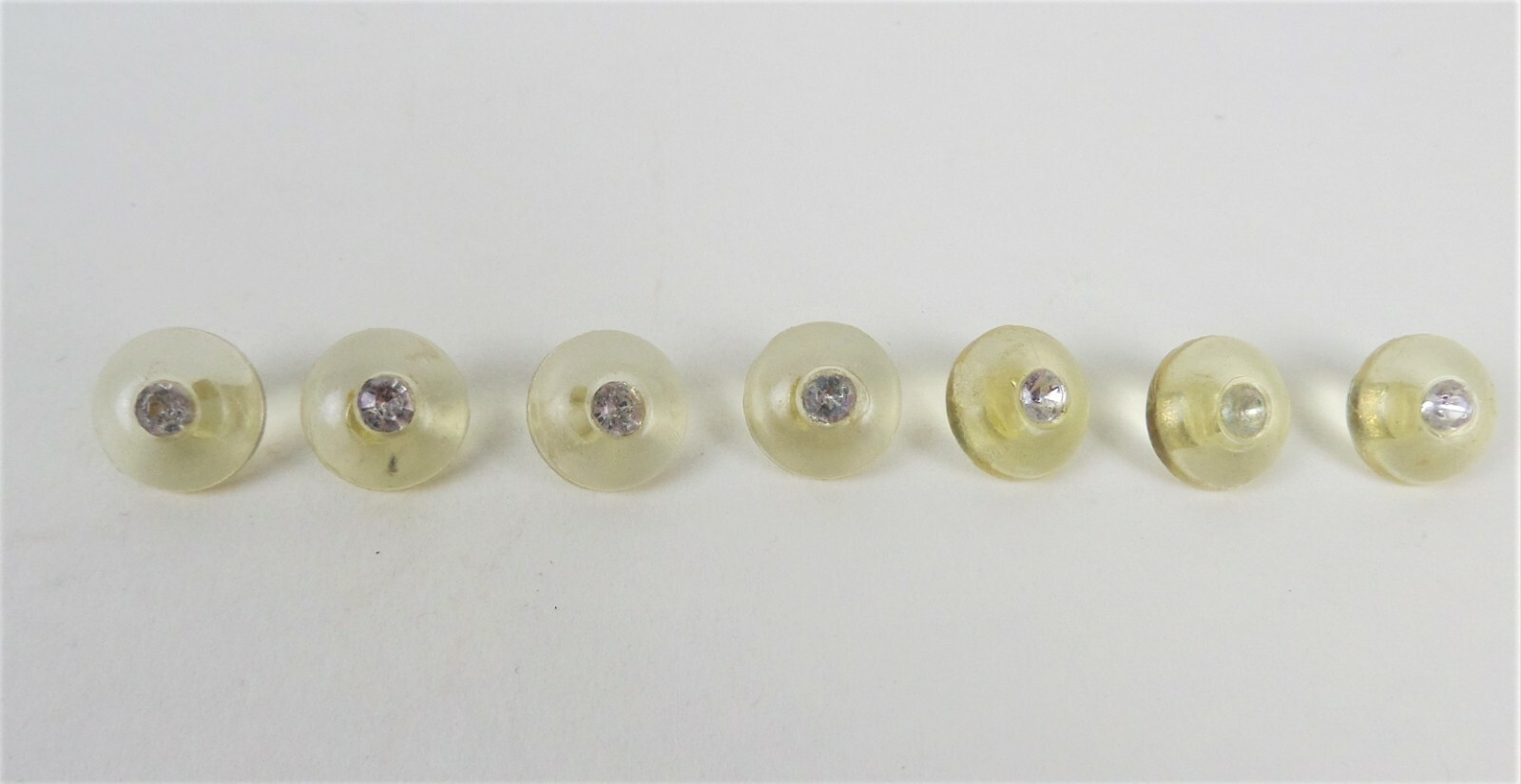 Vintage Clear Plastic Buttons with Rhinestone Center 1/2" Lot of 7 ...