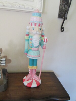 Pastel Candy Christmas Nutcracker-Style/Toy Soldier Statue Peppermint ...