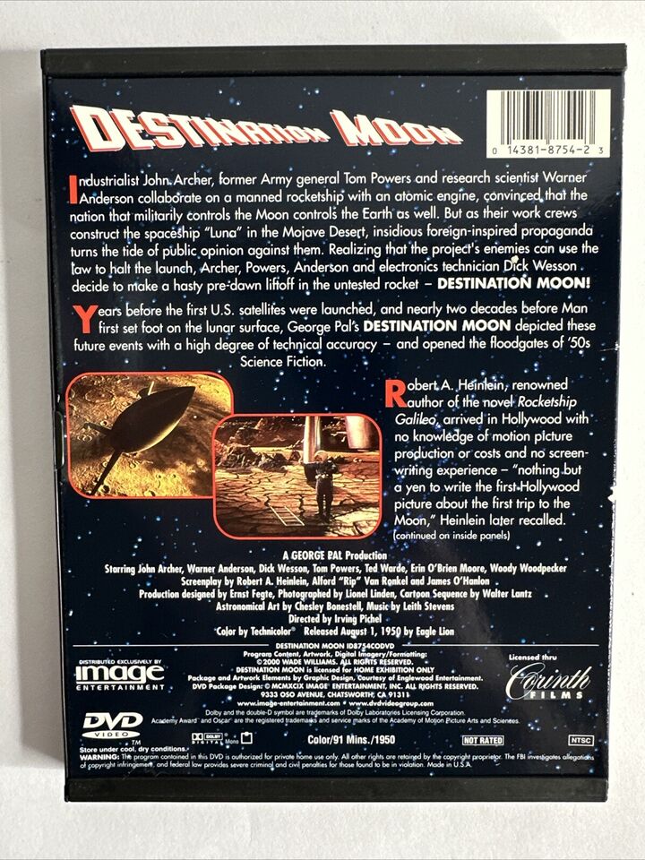 Destination Moon (2000) DVD Color, 91 minutes, 50th Anniversary Edition ...