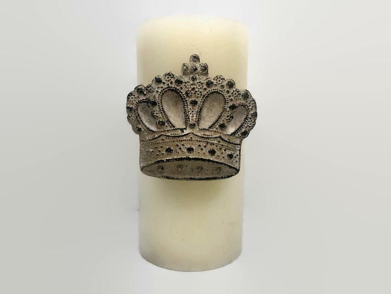 Set of 2 Crown Candle Pins, Champagne, Medieval, King, Queen, Cross ...