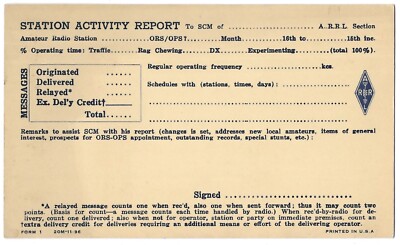 Amateur Radio ARRL Station Activity Report Card, QSL, Unused | eBay