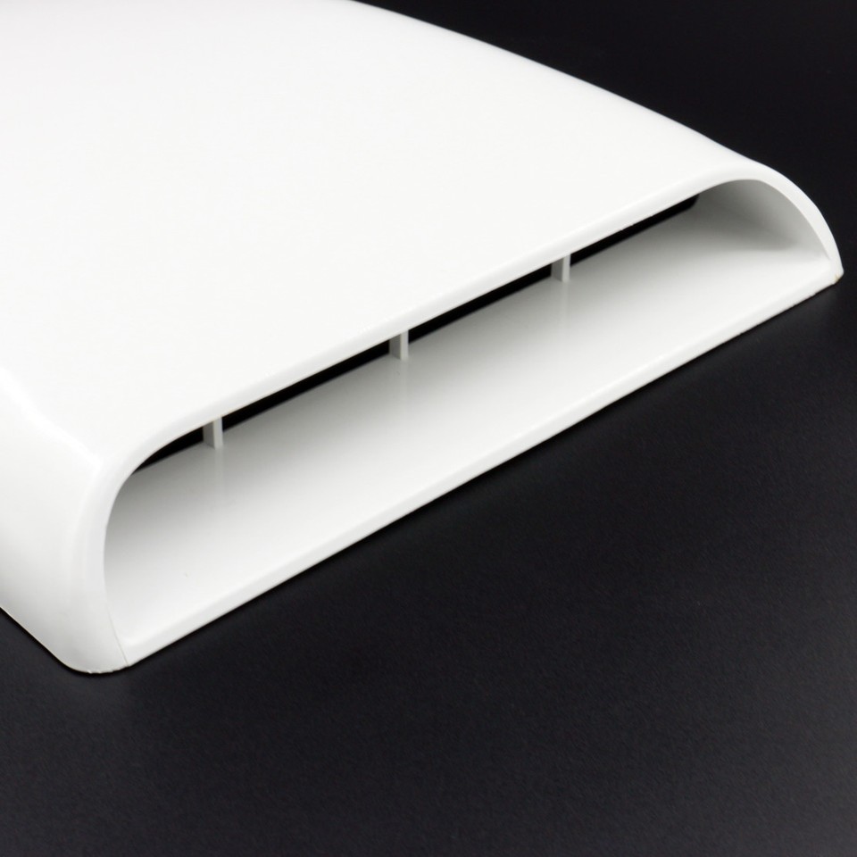 White Universal Car Air Flow Intake Hood Decorative Scoop Vent Bonnet ...