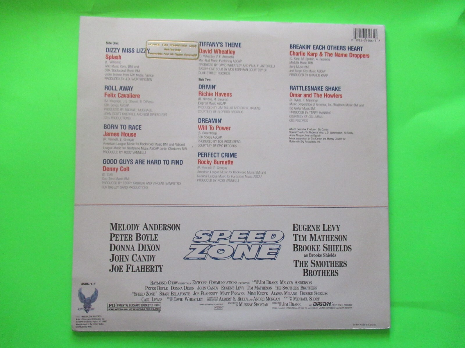 SPEED ZONE SOUNDTRACK OST LP VINYL RECORD | eBay