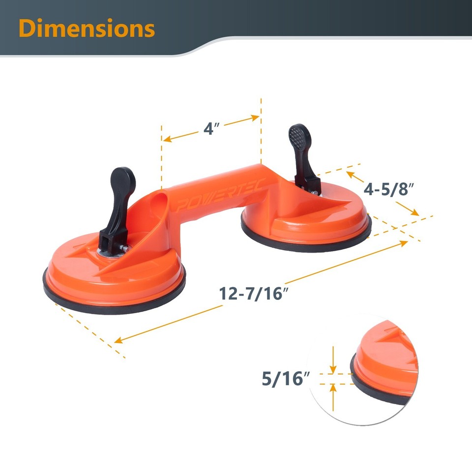 POWERTEC Glass Suction Cups to Lift Large Glass & Tile, 2PK (71882-P2 ...