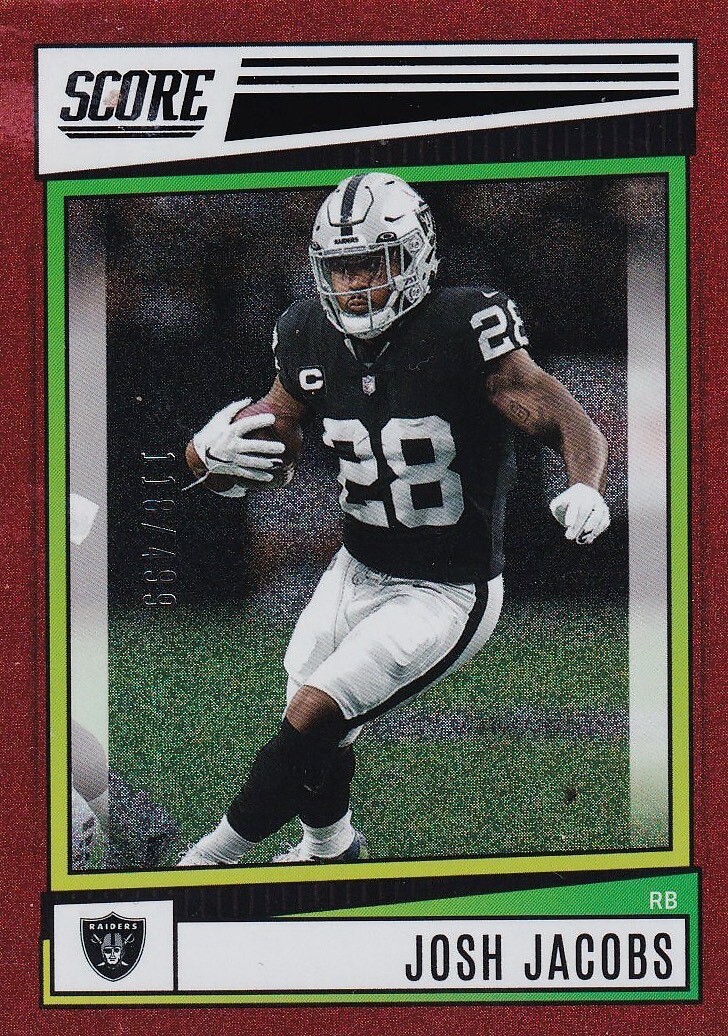 🏈 2022 PANINI SCORE RED DOTS - JOSH JACOBS /499 #126 LAS VEGAS RAIDERS ...