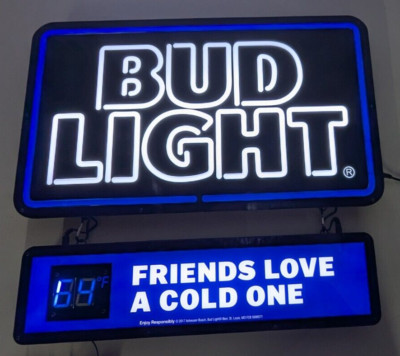 BUD LIGHT BEER LED THERMOMETER LIGHTED SIGN w/ Temperature Probe | eBay