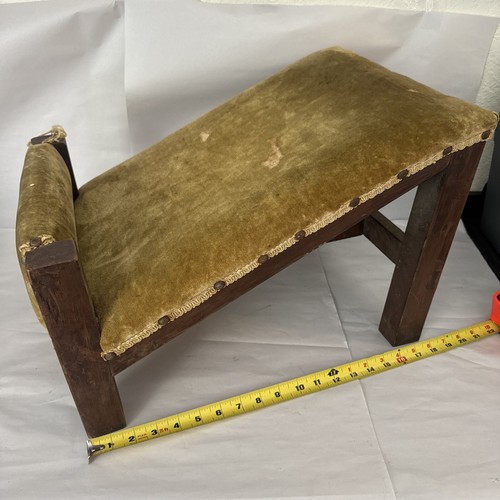 Vintage Wood & Fabric Foot Rest Stool Footstool Bench Antique Primitive Farm | eBay