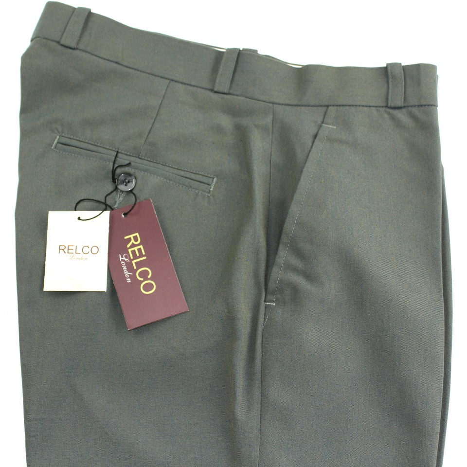 Relco Mens Stay Press Green Tonic Trousers Two Tone Sta Prest Retro Mod ...