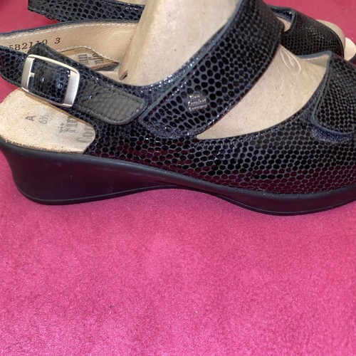 WOMENS FINN COMFORT Black Embossed Leather Toro Comfort Sandals size 6 ...