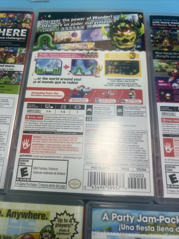 Lot Of 7 Nintendo Switch Game CASES ONLY. Mario Kart 8 Mario Bros ...