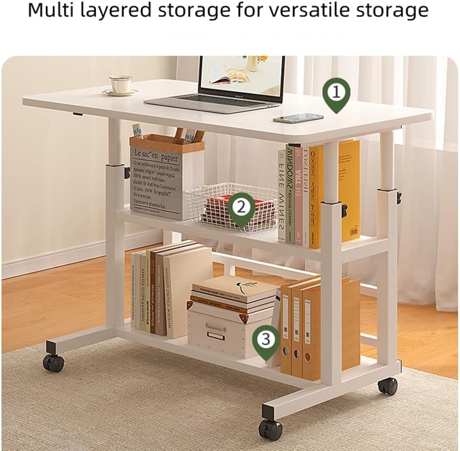 Mobile Computer Desk Height Adjustable Rolling Laptop Table Wheels ...