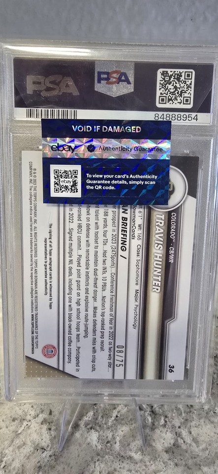 Travis Hunter 2023 Bowman U Chrome 1st Auto Yellow Refractor PSA /75 Colorado | eBay