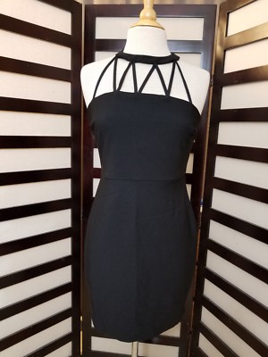 NWT Forever 21 Large Open Halter Neck Black Short Sleeveless Dress ...