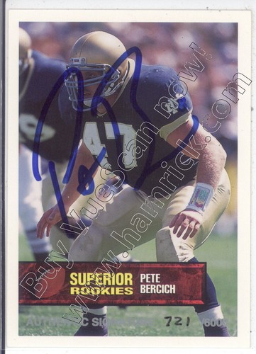 pete bercich rookie rc draft auto autograph notre dame irish college ...