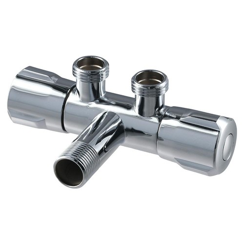 Sliver Water Outlet Valve Brass Double Switch Outlet Shut Off Stopcock ...