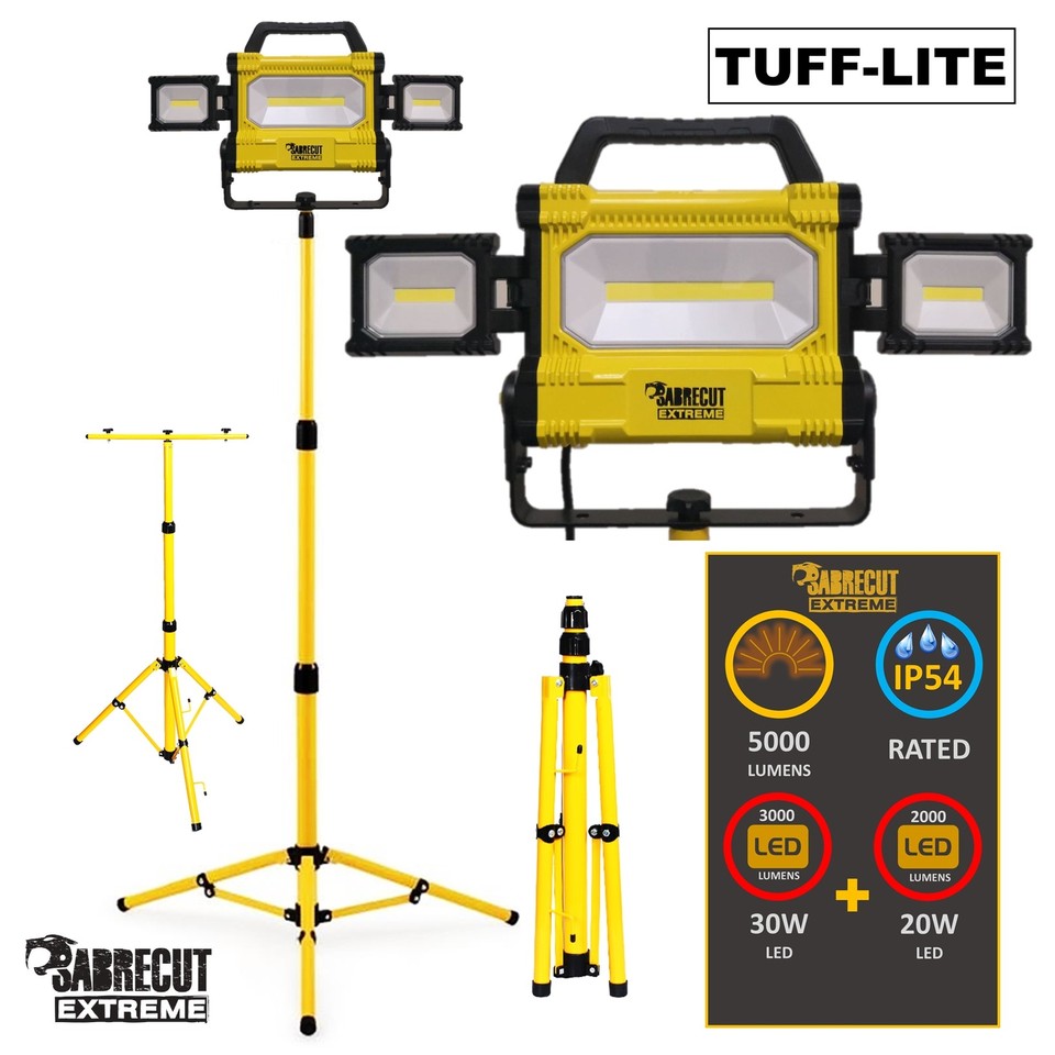 LED Flood Light Tripod Stand Camp Work Site Emergency Lamp Stand Single ...