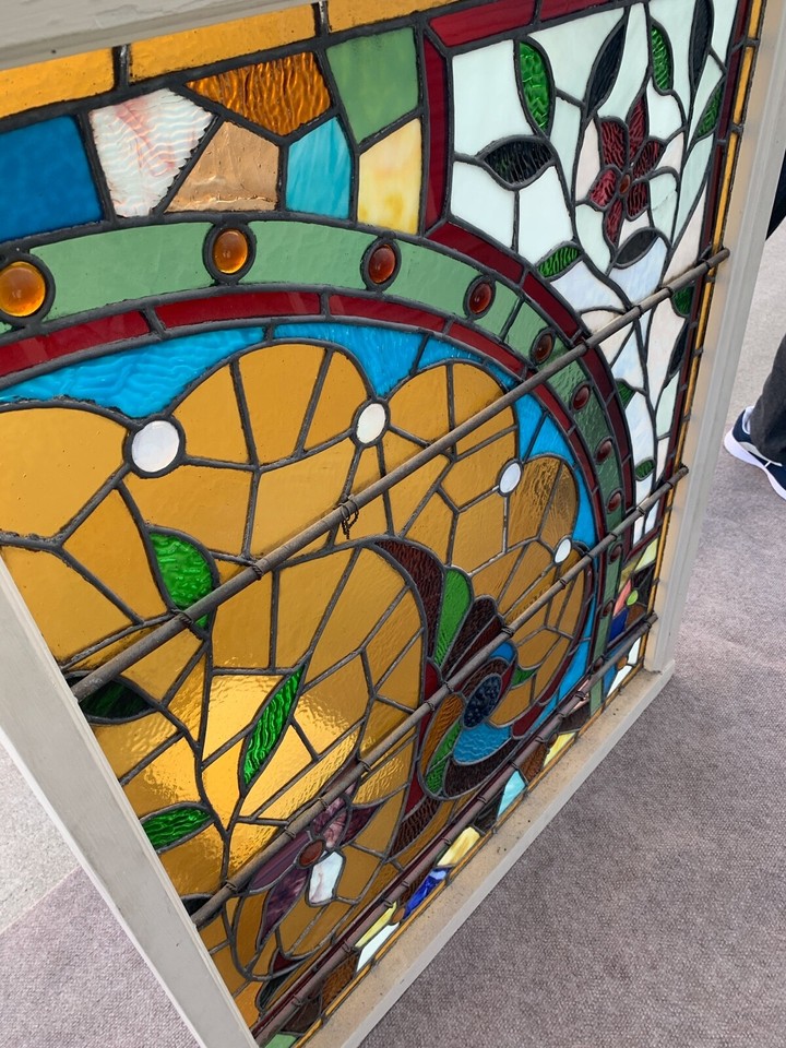 PAIR Large Antique Stained Glass Windows, Pittsburgh Victorian, Early ...