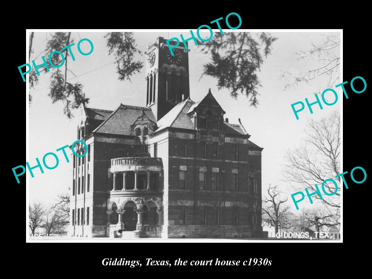 OLD 8x6 HISTORIC PHOTO OF GIDDINGS TEXAS THE COUNTY COURT HOUSE c1930 ...