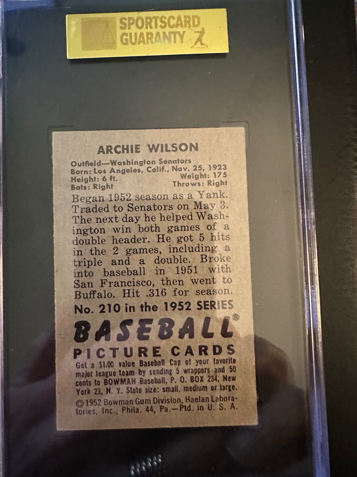 1952 Bowman - #210 Archie Wilson (RC) for sale online | eBay