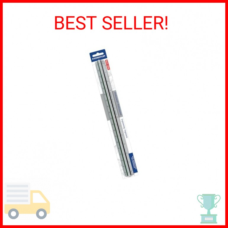 STAEDTLER Engineer Aluminum Triangular Scale, 12in Metal Ruler with ...