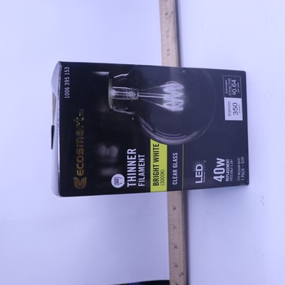 Ecosmart Thinner Filament LED Bulb Clear Glass Bright White 3000K 40W ...