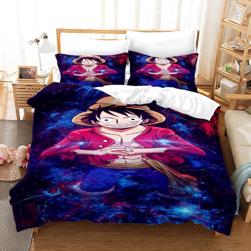 Gift Bed Set Luffy One Piece Anime Quilt Duvet Doona Cover Single ...