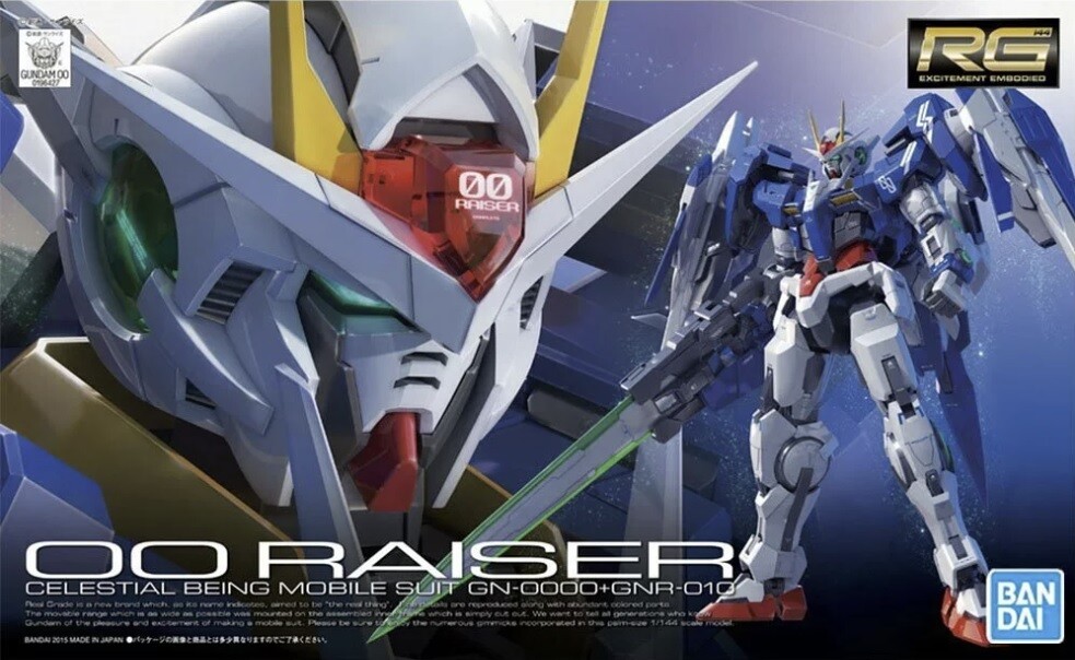 Bandai RG(18) 1/144 Gundam 00 Raiser OO GN-0000+GNR-010 Mobile Suit ...