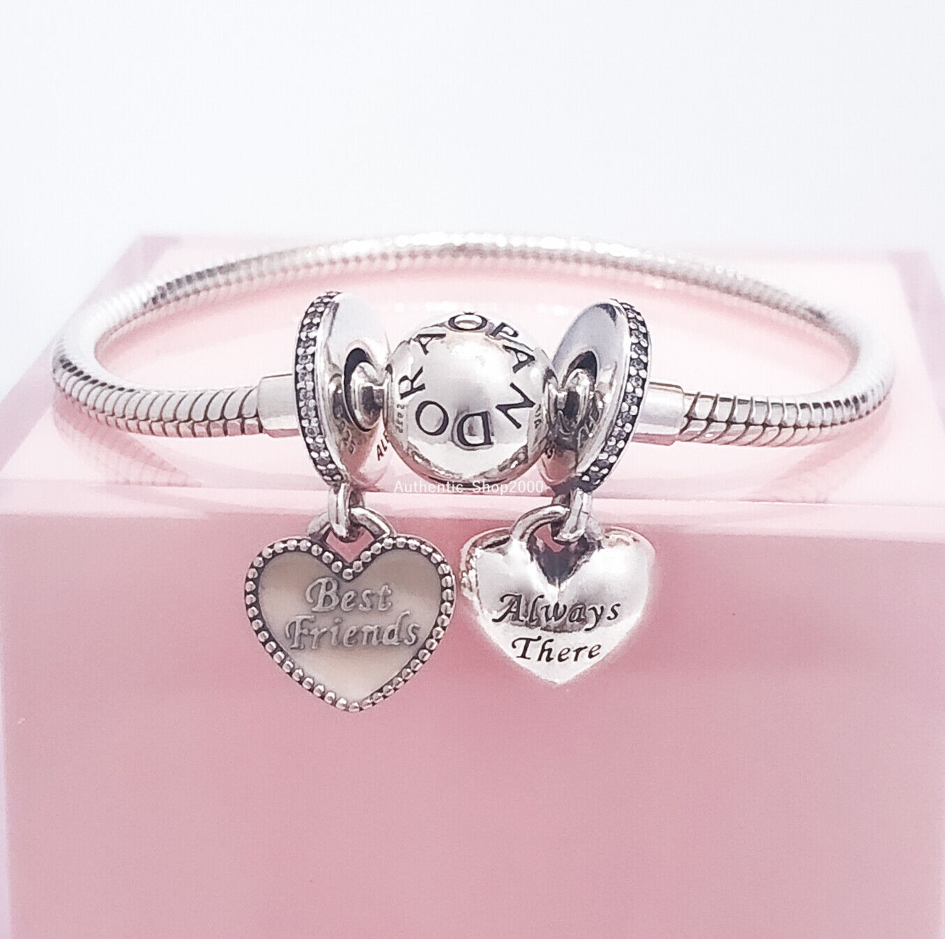 Authentic PANDORA 925 Always There 4 Best Friends Hearts Charm Pendant ...