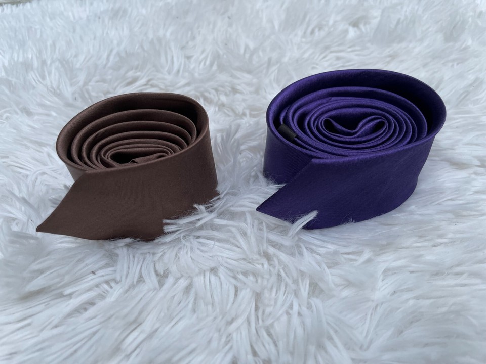 Men Tie Fashion Neck Tie Slim Fit Purple/Brown Ties Lot of 2 Ties | eBay