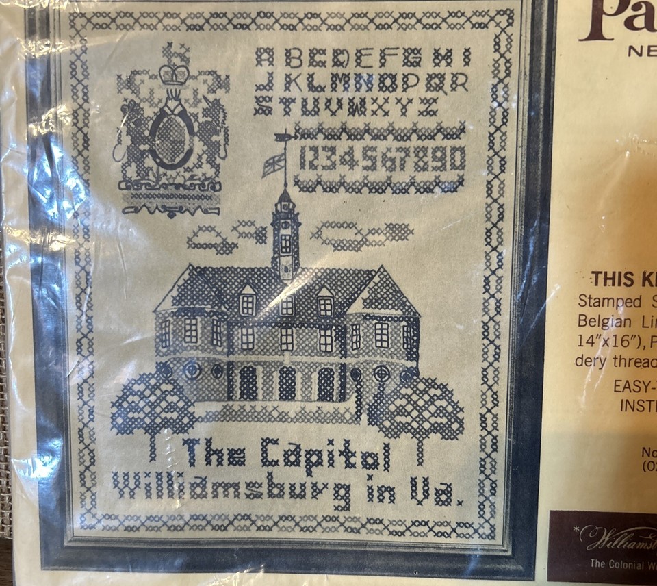 Vintage Paragon Williamsburg The Capitol Sampler Cross Stitch Kit S-149 ...