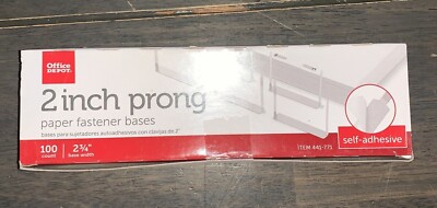🔥OFFICE DEPOT 2" & 2-3/4 BASE PRONG SELF-ADHESIVE FASTENERS 100-ct🔥 | eBay