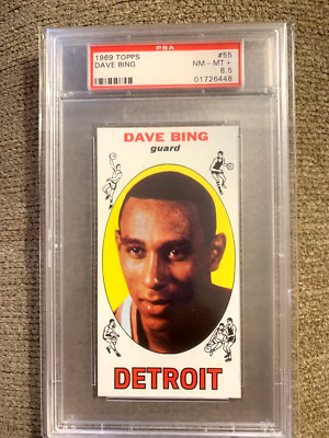 1969 TOPPS BASK #55 HOF DAVE BING RC ROOKIE CARD PSA 8.5 NM-MT+ LOW POP ...