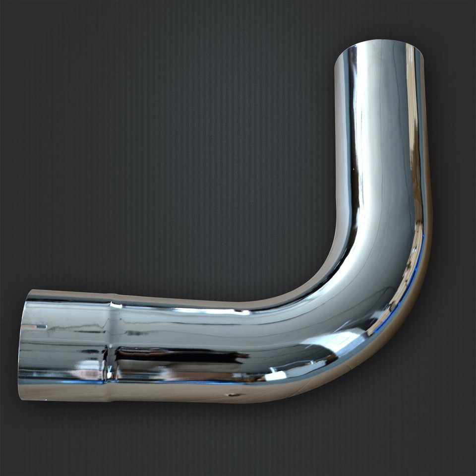 Chrome 5" ID/OD 90 Degree Exhaust Elbow Stack Pipe 5"ID x 19.5" Arms ...