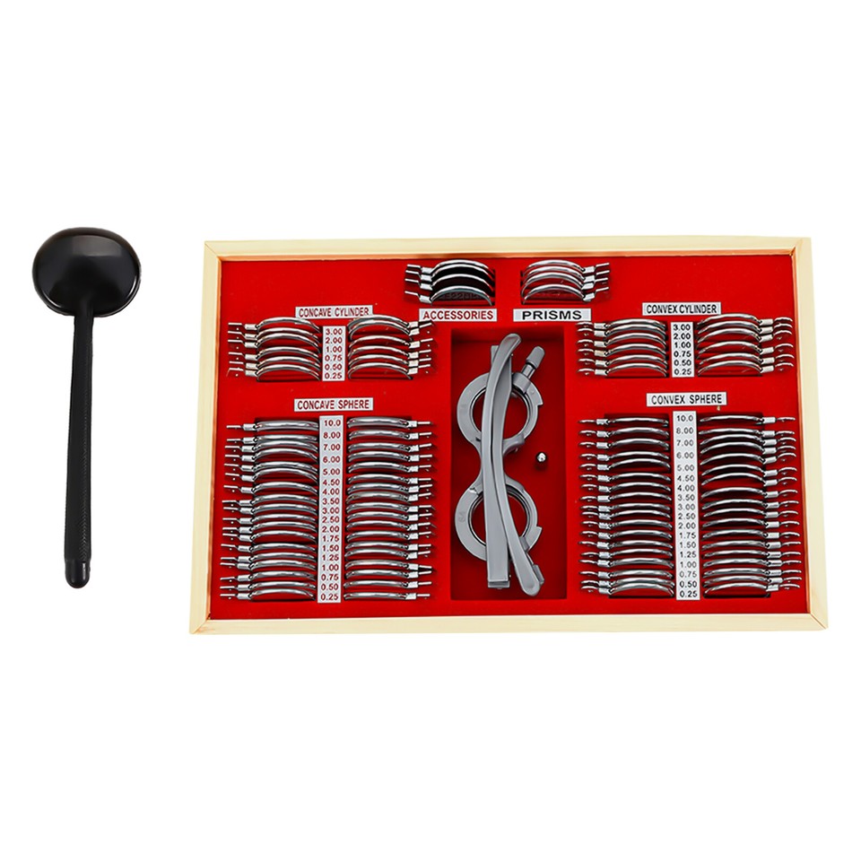 Optometry Optical Trial Lens Kit Test Metal Trial Frame Set w/Case Box ...