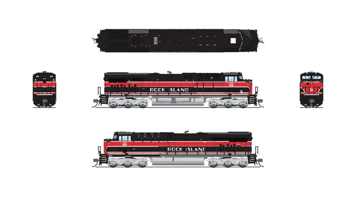 Broadway N-Scale 8622 GE ES44AC, IAIS 513, "Rock Island" Black/Red ...