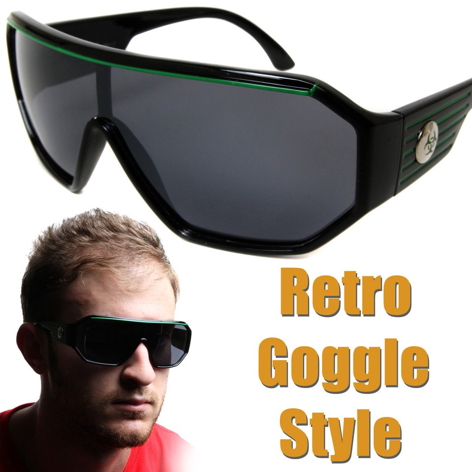 Retro Goggle Style Biohazard Large Shield Mens Celebrity Fashion ...