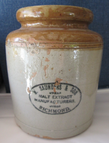 Household stoneware jar H. SAUNDERS & CO MALT EXTRACT MANUFACTURERS ...