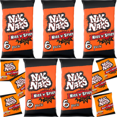 Nik Naks Nice 'N' Spicy Multipack Crisps 6 pack 120g Perfect Kids Gift ...