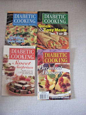 4 Diabetic Cooking Magazine Cookbooks Desserts Suppers Meals 2000-2002 ...