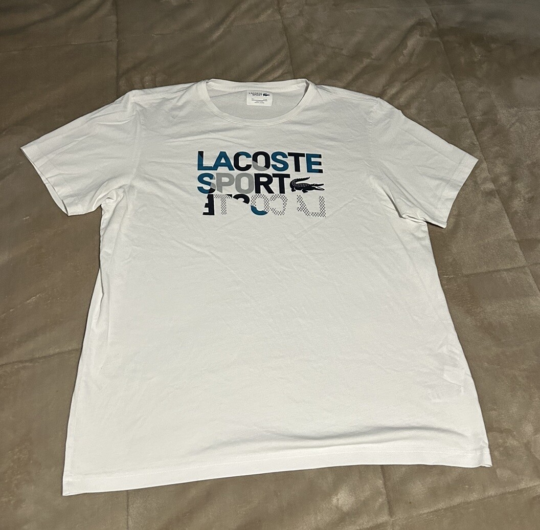 Rare Lacoste Sport Logo Ultra Dry White Cotton Blend … - Gem