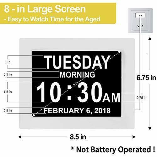 upgraded‘ Digital Calendar Alarm Day Clock With 8" Large Screen Display ...
