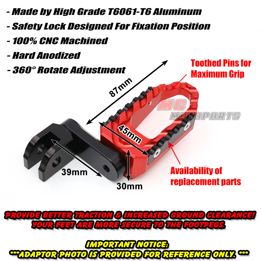 Red TRC Rear CNC Foot Pegs 39mm Adjustable For Ducati Multistrada 620 ...