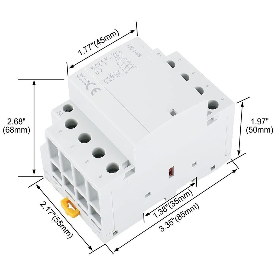 12 Pole Contactor 40AMP, 3X4 DIN Rail, 110/120VAC Coil 40A Lighting 30A ...