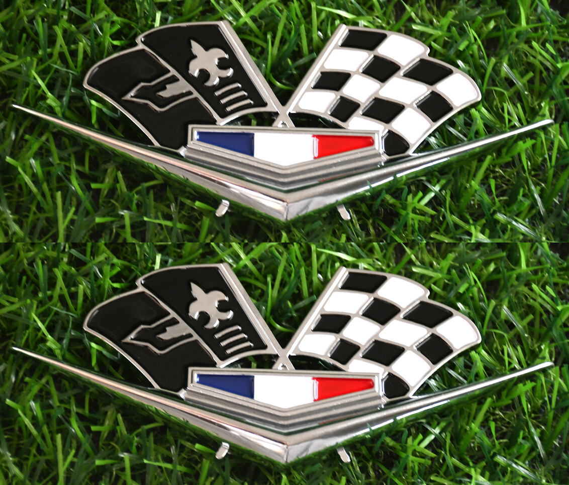 2x For 1962-1963 Impala 327 409 Corvette Belair Front Emblem Flags ...