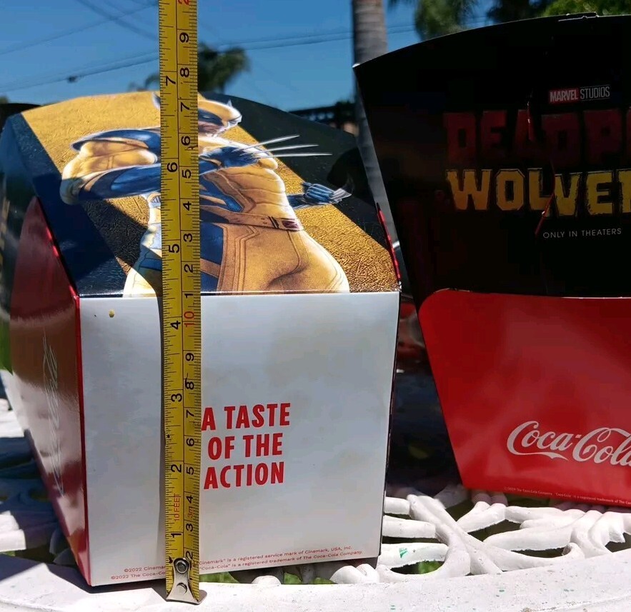 MARVEL DEADPOOL & WOLVERINE 2024 POPCORN BOX\COCA COLA PROMO WAX CUP ...