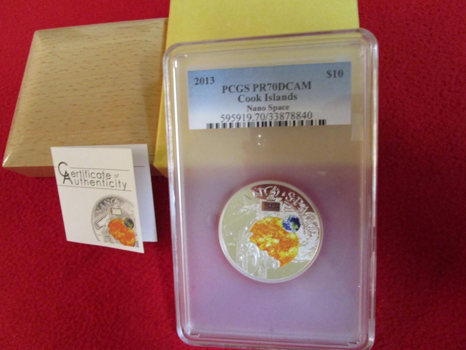 2013 $10 Cook Islands Nano Space PCGS NGC PR70 Silver Coin w/ Nano Chip ...