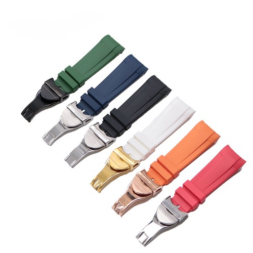 22mm Curved End Rubber Watch Band Strap Deployment Clasp For Tudor ...