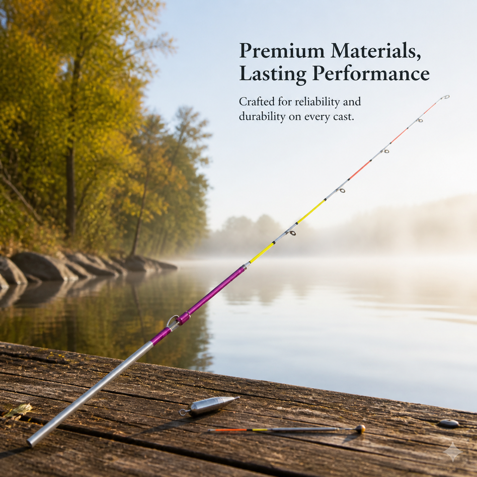 Raft Fishing Pole Fiberglass, 2 Section Sea & River Fishing Rod, for ...